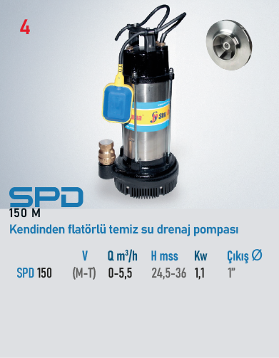 Pompa port SPD 150 M - Dalgıç Pompaları